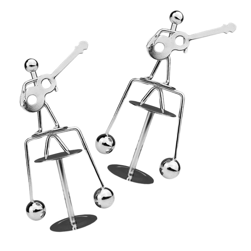 2 Pcs Physics Balancing Toy Guitar and Man Statue Decor Child Silver ...