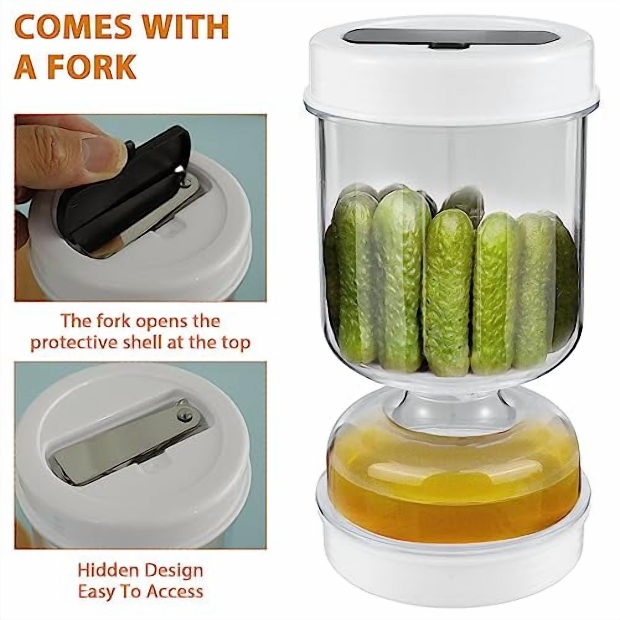 2 Pcs Pickle Container with Strainer, Wet And Dry Separation Pickle and ...