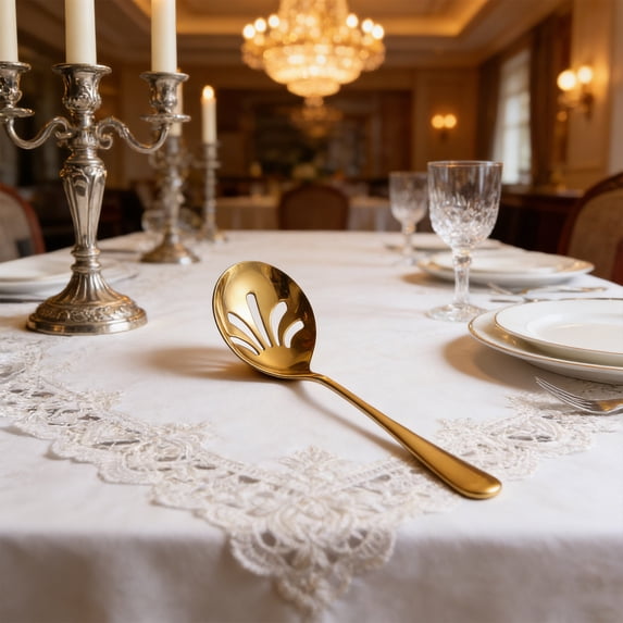 2 Pcs Pierced Serving Spoon,9.9 Inch Serving Spoon and Slotted Spoon ...