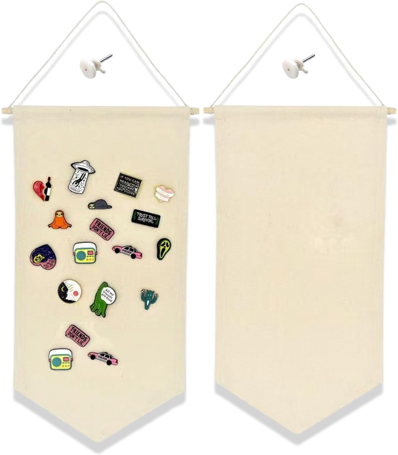 2 Pcs Pin Wall Display Banner, Badge Collection Banner Blank Wall ...