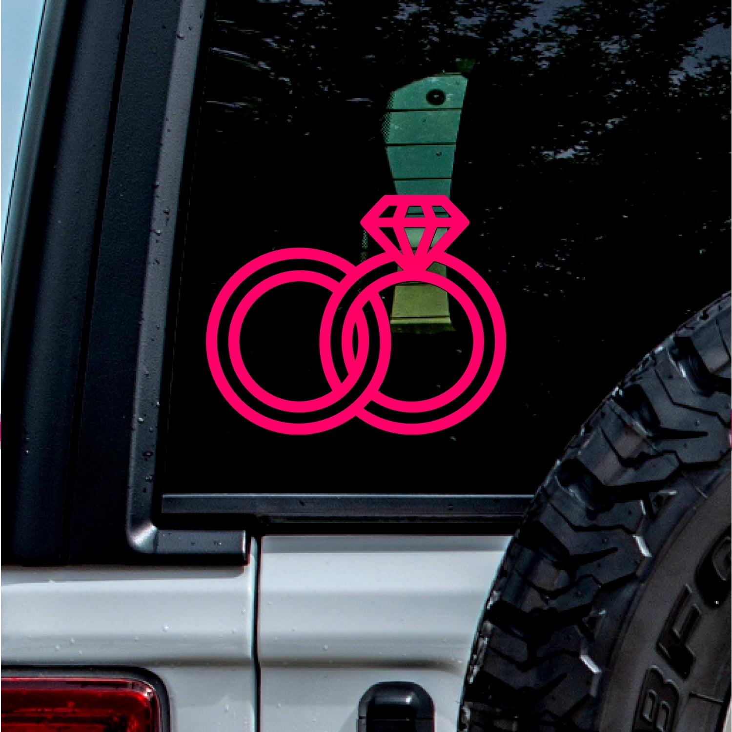 (2 Pcs Pink, 13.8'' x 11.0'') - Vinyl Sticker Decal - "Wedding Rings ...