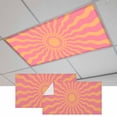 2 Pcs Pink Yellow Radiant Sun Fluorescent Light Covers Abstract Wavy ...