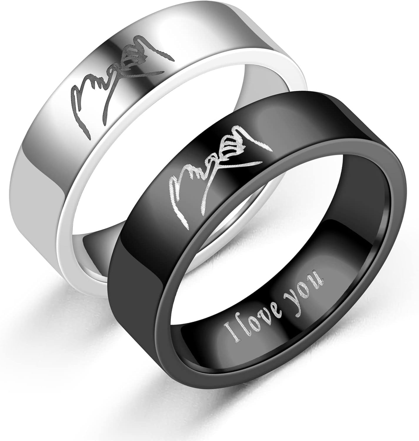 2 Pcs Pinky Promise Rings, Couples Matching Rings Friendship Best Friends Rings Hand in Hand ...