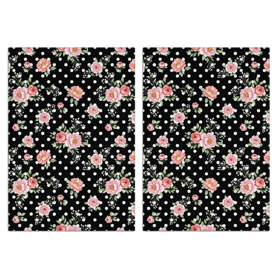 2 Pcs Pioneer Flower Floral Print Pattern Funny Kitchen Towels ...