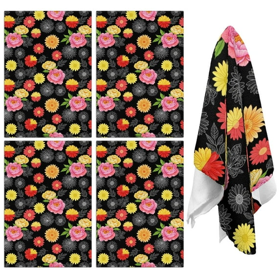 2 Pcs Pioneer Flower Floral Print Pattern Kitchen Towels, Funny ...