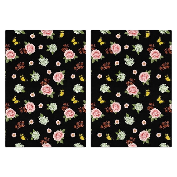 2 Pcs Pioneer Flower Floral Print Pattern Kitchen Towels, Funny ...