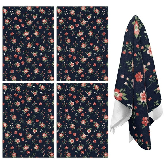 2 Pcs Pioneer Flower Floral Print Pattern Kitchen Towels, Funny ...