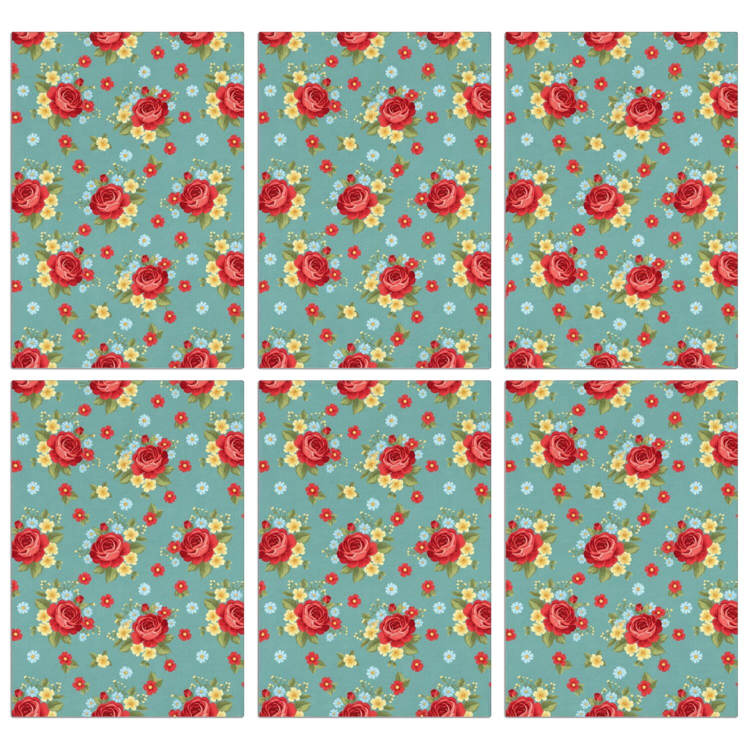 6 Pcs Pioneer Flower Floral Print Pattern Kitchen Towels, Funny ...