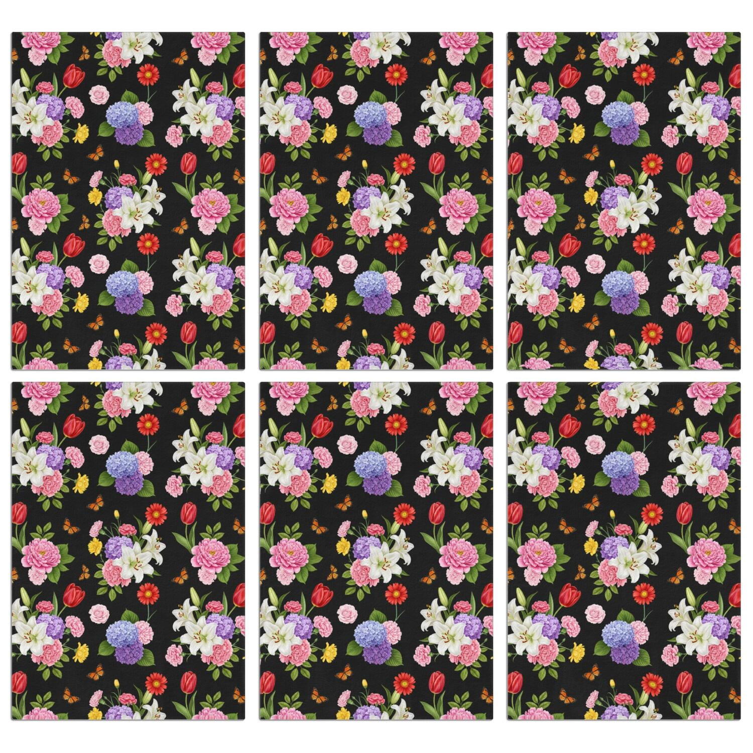2 Pcs Pioneer Flower Floral Print Pattern Kitchen Towels, Funny ...