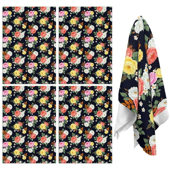 2 Pcs Pioneer Flower Floral Print Pattern Kitchen Towels, Funny ...