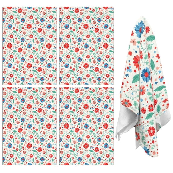 2 Pcs Pioneer Flower Floral Print Pattern Kitchen Towels, Funny ...