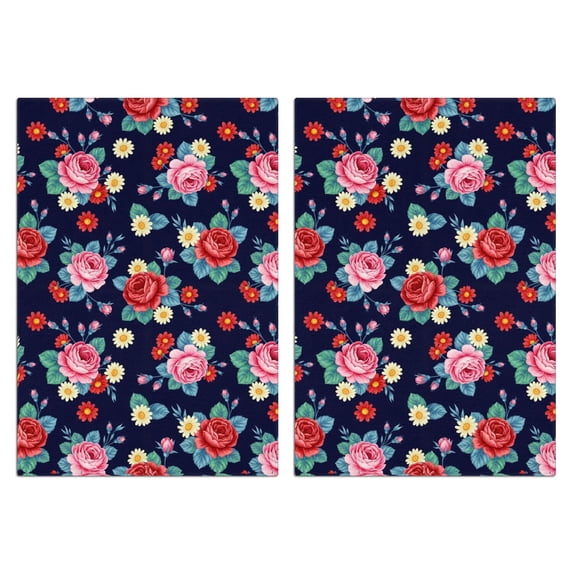 2 Pcs Pioneer Flower Floral Print Pattern Kitchen Towels, Funny ...