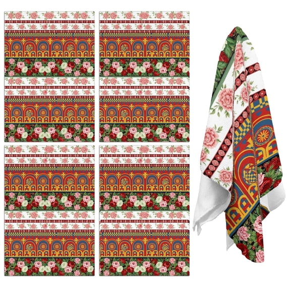 2 Pcs Pioneer Flower Floral Print Pattern Kitchen Towels, Funny ...