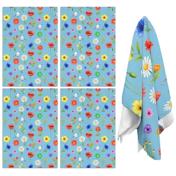 2 Pcs Pioneer Flower Floral Print Pattern Kitchen Towels, Funny ...