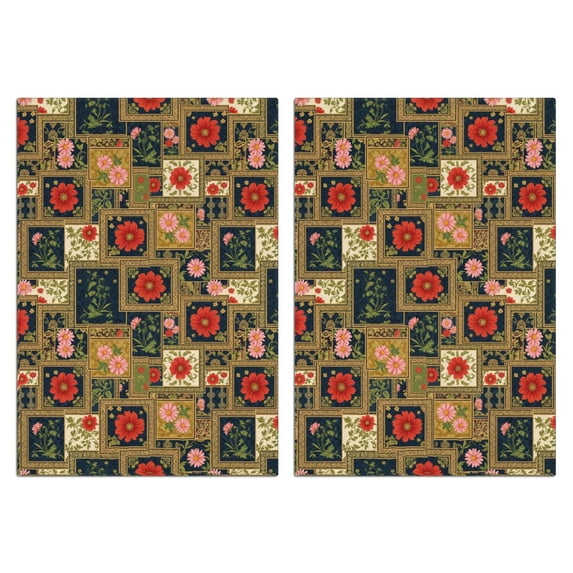 2 Pcs Pioneer Flower Floral Print Pattern Kitchen Towels, Funny ...