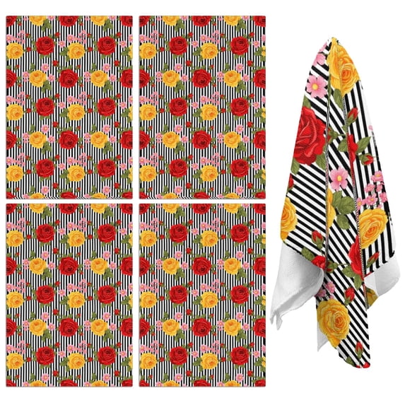 2 Pcs Pioneer Flower Floral Print Pattern Kitchen Towels, Funny ...