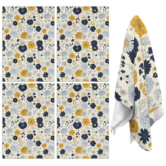 2 Pcs Pioneer Flower Floral Print Pattern Kitchen Towels, Funny ...