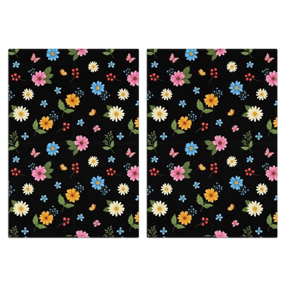 2 Pcs Pioneer Flower Floral Print Pattern Kitchen Towels, Funny ...