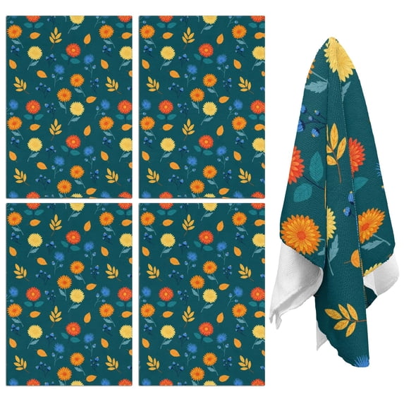 2 Pcs Pioneer Flower Floral Print Pattern Kitchen Towels, Funny ...