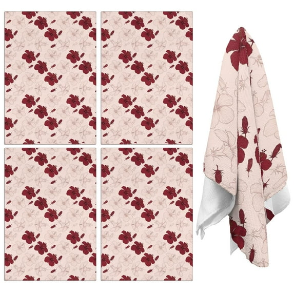 2 Pcs Pioneer Flower Floral Print Pattern Kitchen Towels, Funny ...