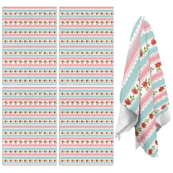 2 Pcs Pioneer Flower Floral Print Pattern Kitchen Towels, Funny ...