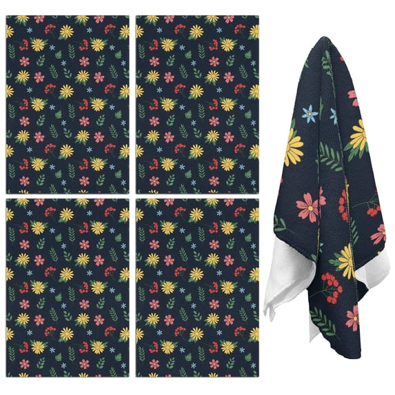 2 Pcs Pioneer Flower Floral Print Pattern Kitchen Towels, Funny ...