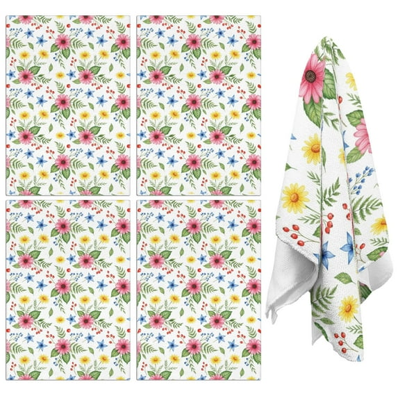 2 Pcs Pioneer Flower Floral Print Pattern Kitchen Towels, Funny ...