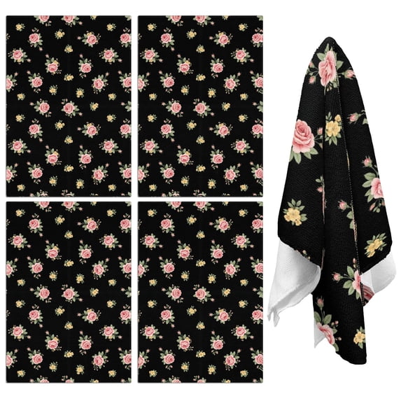 2 Pcs Pioneer Flower Floral Print Pattern Kitchen Towels, Funny ...