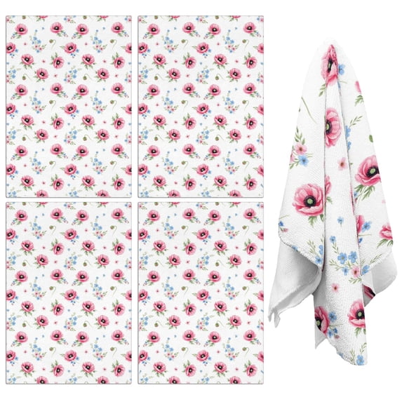 4 Pcs Pioneer Flower Floral Print Pattern Kitchen Towels, Funny ...