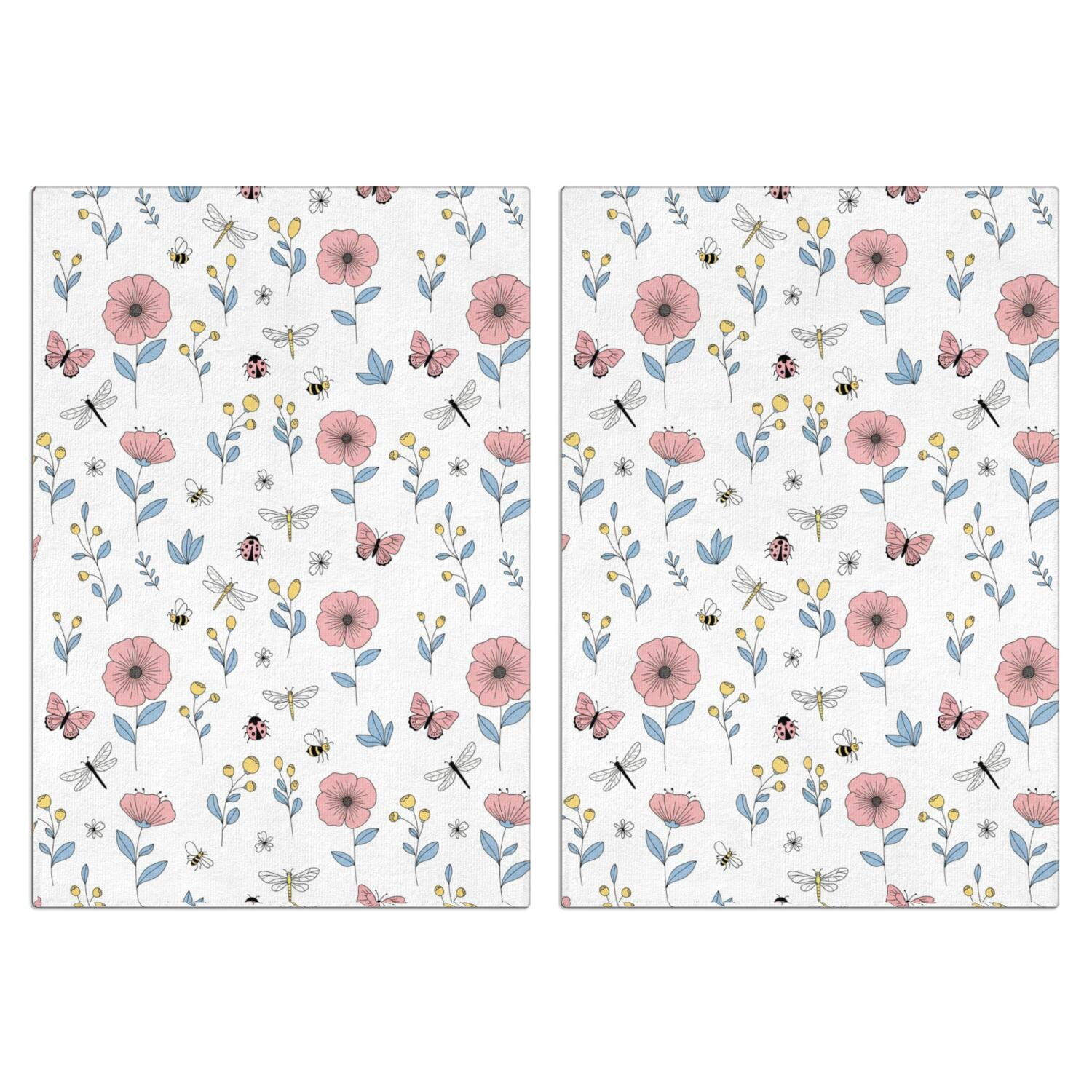 2 Pcs Pioneer Flower Floral Print Pattern Kitchen Towels, Funny ...