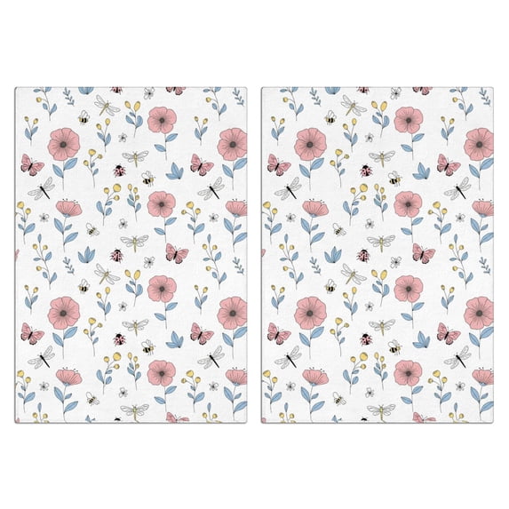 2 Pcs Pioneer Flower Floral Print Pattern Kitchen Towels, Funny ...