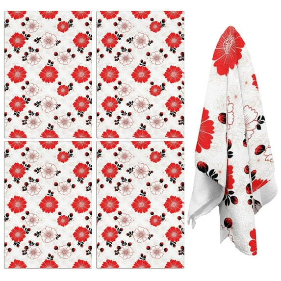 2 Pcs Pioneer Flower Floral Print Pattern Kitchen Towels, Funny ...