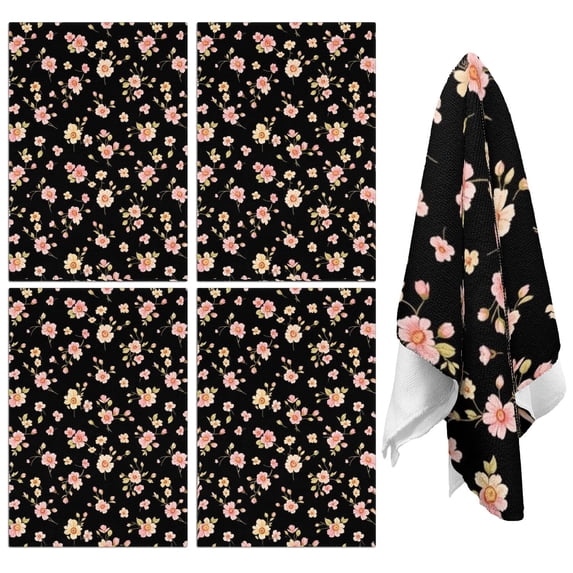 2 Pcs Pioneer Flower Floral Print Pattern Kitchen Towels, Funny ...