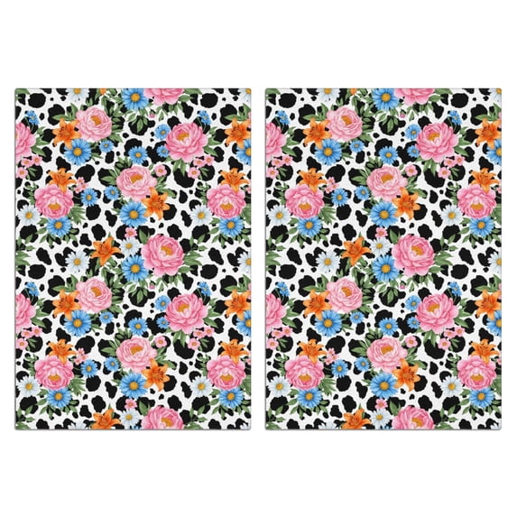 2 Pcs Pioneer Flower Floral Print Pattern Kitchen Towels, Funny ...