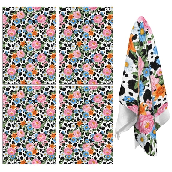 2 Pcs Pioneer Flower Floral Print Pattern Kitchen Towels, Funny ...