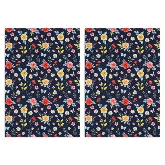 2 Pcs Pioneer Flower Floral Print Pattern Kitchen Towels, Funny ...