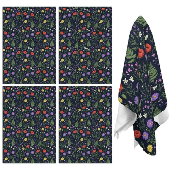 2 Pcs Pioneer Flower Floral Print Pattern Kitchen Towels, Funny ...