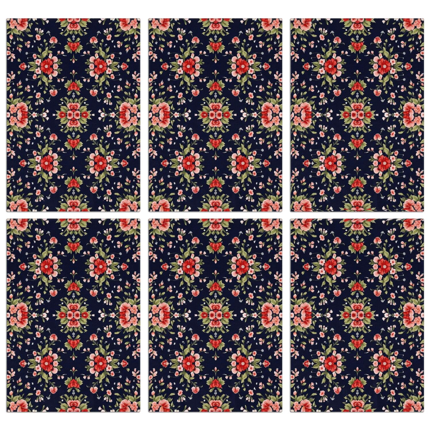 2 Pcs Pioneer Flower Floral Print Pattern Kitchen Towels, Funny ...