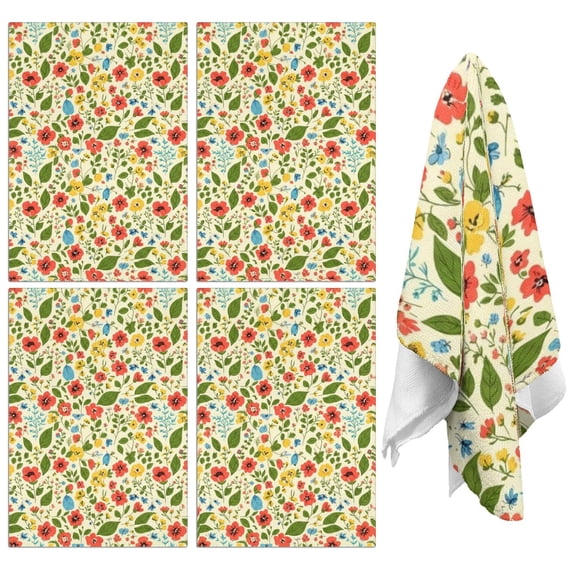 4 Pcs Pioneer Flower Floral Print Pattern Kitchen Towels, Funny ...