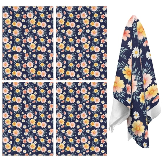 2 Pcs Pioneer Flower Floral Print Pattern Kitchen Towels, Funny ...