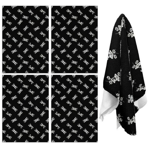 4 Pcs Pioneer Flower Floral Print Pattern Kitchen Towels, Funny ...