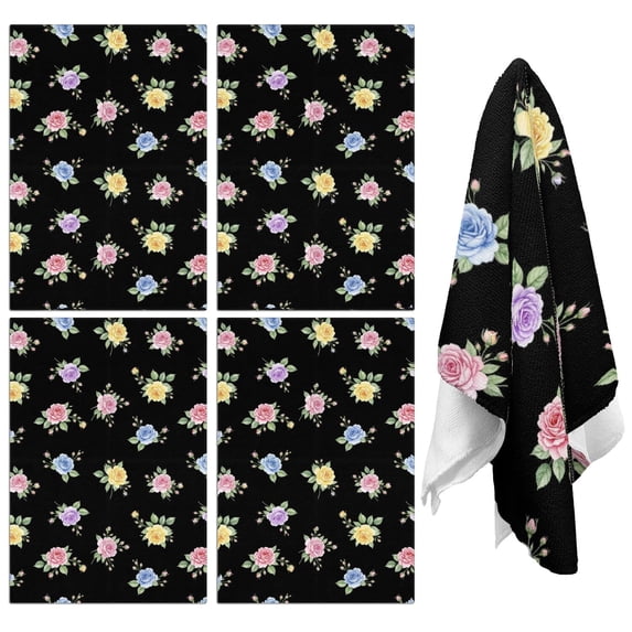 2 Pcs Pioneer Flower Floral Print Pattern Kitchen Towels, Funny ...