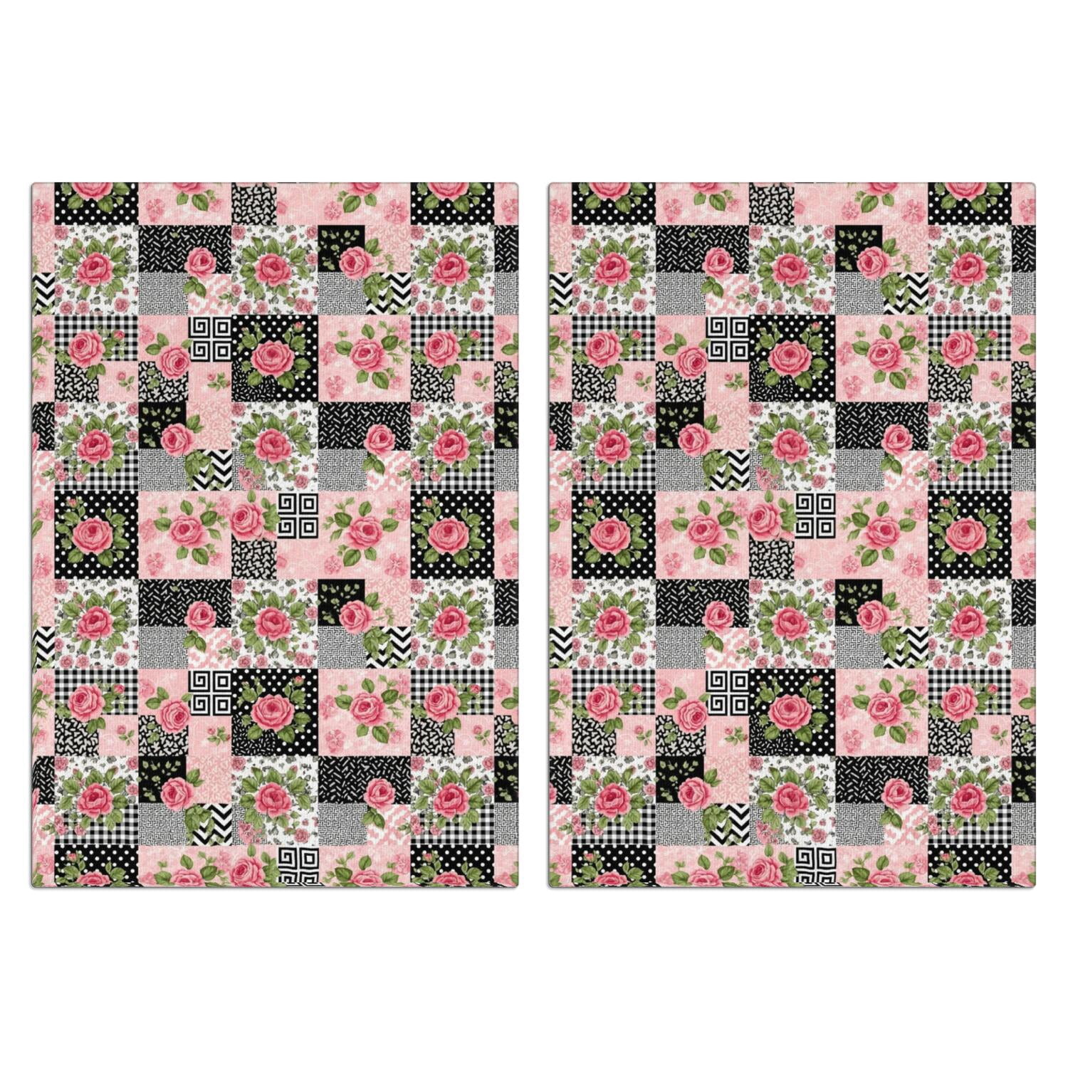 2 Pcs Pioneer Flower Floral Print Pattern Kitchen Towels, Funny ...