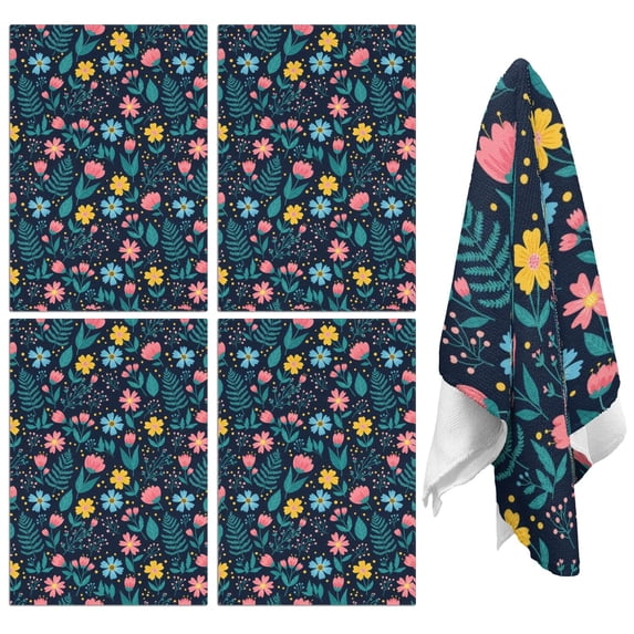2 Pcs Pioneer Flower Floral Print Pattern Kitchen Towels, Funny ...