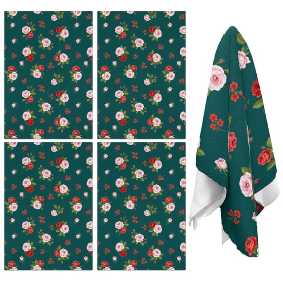 2 Pcs Pioneer Flower Floral Print Pattern Kitchen Towels, Funny ...