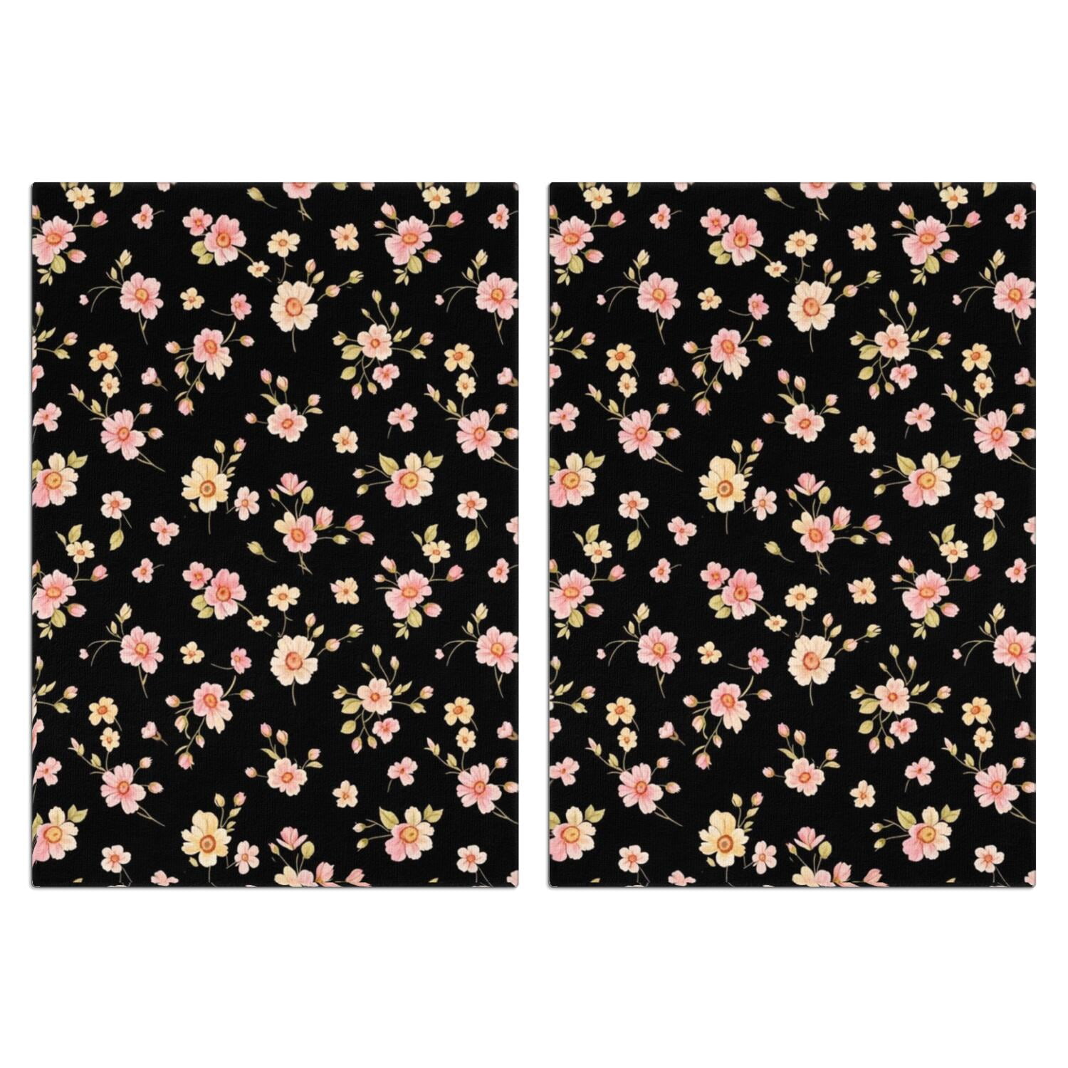 2 Pcs Pioneer Flower Floral Print Pattern Kitchen Towels, Funny ...