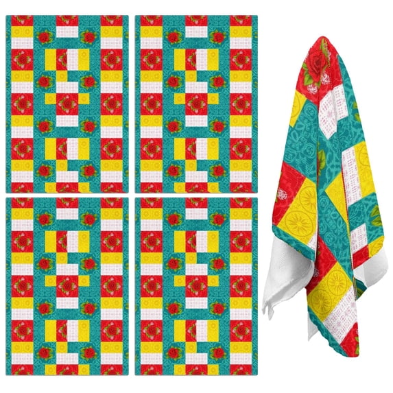 2 Pcs Pioneer Flower Floral Print Pattern Kitchen Towels, Funny ...