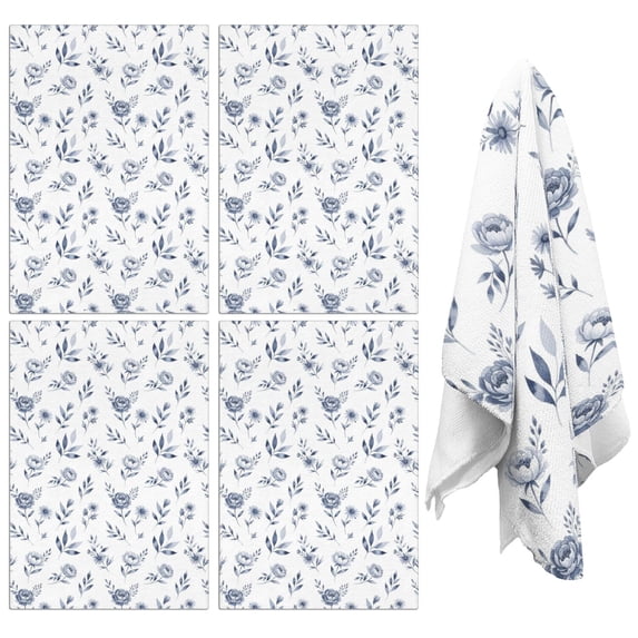 2 Pcs Pioneer Flower Floral Print Pattern Kitchen Towels, Funny ...