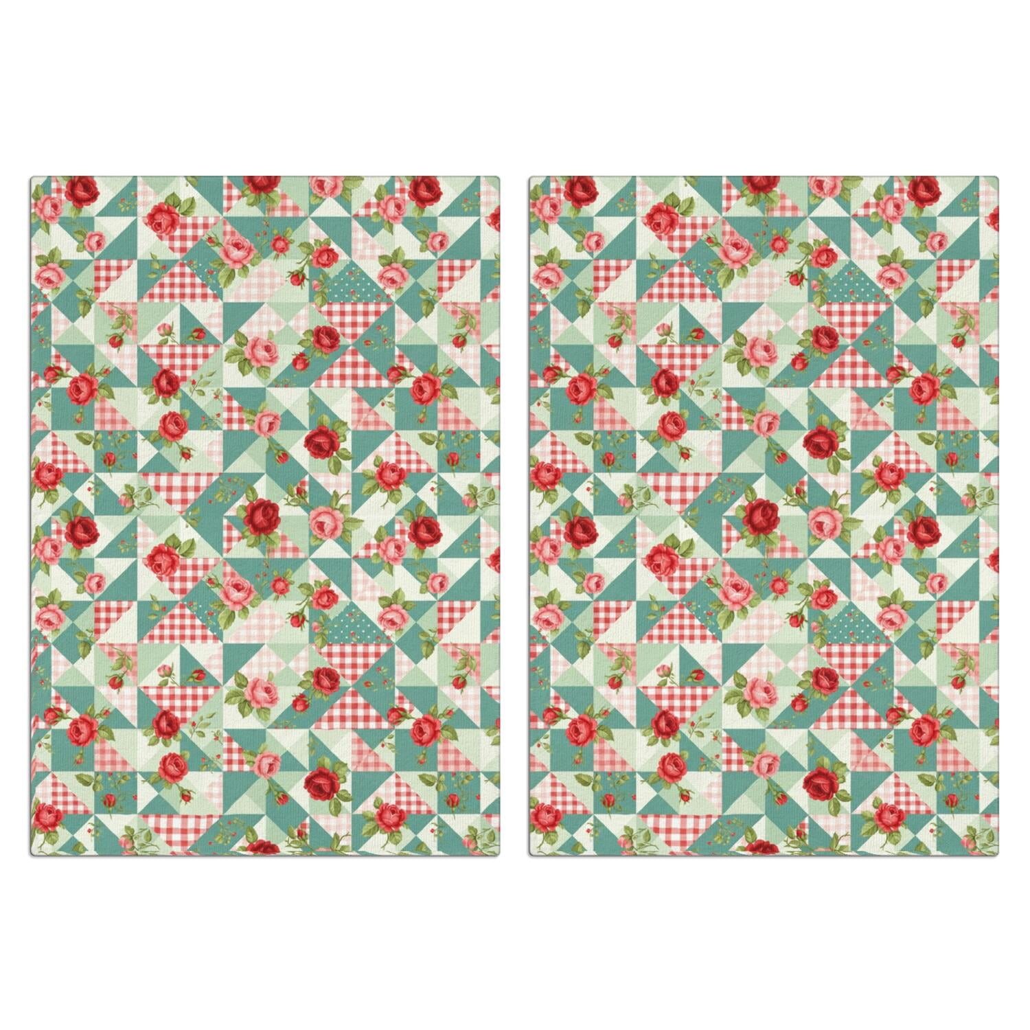 2 Pcs Pioneer Flower Floral Print Pattern Kitchen Towels, Funny ...