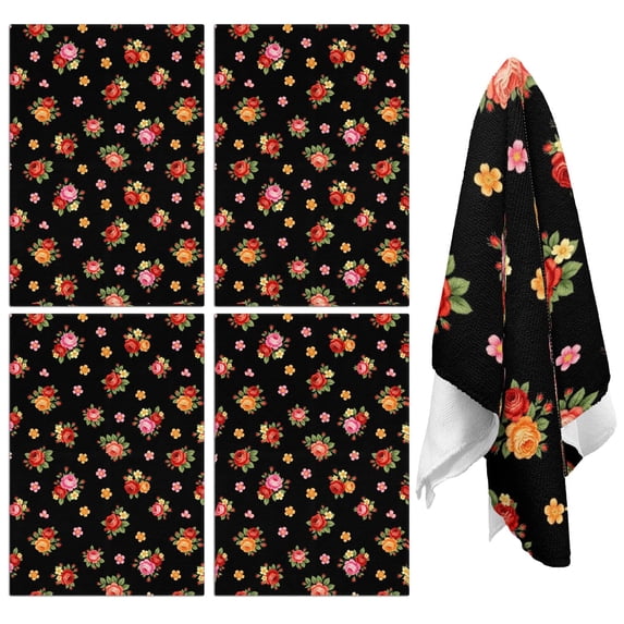 2 Pcs Pioneer Flower Floral Print Pattern Kitchen Towels, Funny ...